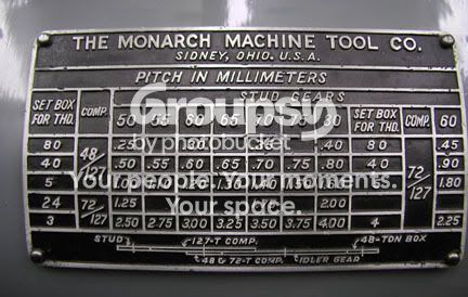 Monarch Lathes | Round Dial 10EE Metric Threading Chart | Practical ...